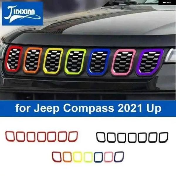 JIDIXIAN レーシング グリル ABS カーフロント グリル カバー デコレーションカバー ジープ コンパス 2021-24年以降車アクセサリー カスタム パーツ アクセサリーHigh-concerned chemical:NoneC...