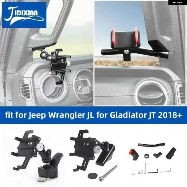 JIDIXIAN 車 Aピラー グラブハンドル スマホ ホルダー ジープ ラングラー JL グラディエーター JT 2018-22 - 2025 カスタム パーツ アクセサリーSpecial Features:Adjustable,Rota...