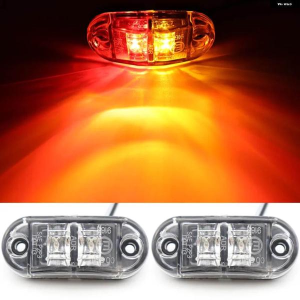 12V 24V LED サイド マーカーライト 車 アウター ライト ハザード テールライト トレーラー トラック 大型 トラック ランプ レッド アンバー ダブルカラー カスタム パーツ アクセサリーType:FunctionalHigh...