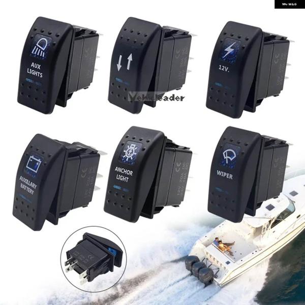 12/24V 防水 LED スイッチ ボート トラック ライト トグルスイッチ バー スタイル ブルー トグルロッカー リバース リアライトスイッチ 1個 カスタム パーツ アクセサリーHigh-concerned chemical:Non...