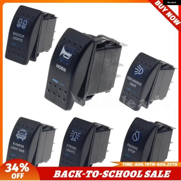 ホーン 車 ボート SPST モーメンタリー ロッカー トグルスイッチ ブルー LED 5ピン オン/オフ 12V 20A 24V 10A CARLING ARB NARVA 4X4 スタイル カスタム パーツ アクセサリーHigh-con...