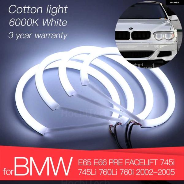 LEDエンジェルアイキット コットンホワイトリング BMW E65 E66 プレフェイスリフト 745I 745LI 760LI 760I 2002-2005 カスタム パーツ アクセサリーHign-concerned Chemical:N...