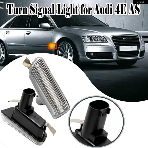 ダイナミック LED サイドマーカー ウィンカー リピーター ライト アウディ A8 A8L S8 4E D3 MK2 クワトロ 2003-2009 アンバー キャンバス 4E0949127/8 カスタム パーツ アクセサリーHign-co...
