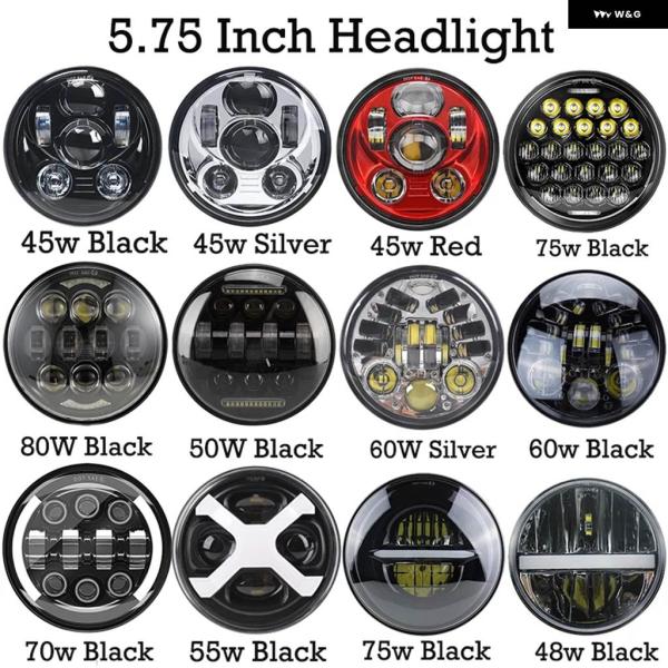 スタイル ブラック クローム 5.75インチ LED ヘッドライト 5-3/4インチ LED DRL 50W バイク ヘッドライト DYNA SOFTAIL SPORTSTER 883 XL883 FXCW カスタム パーツ アクセサリーS...