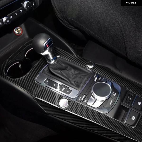 車 LHD カーボン ABS センター コンソール ギア シフト パネル デコレーション ステッカー トリム アウディ A3 8V 2014-2018JADD カスタム パーツ アクセサリーCar LHD Carbon Fiber ABS ...