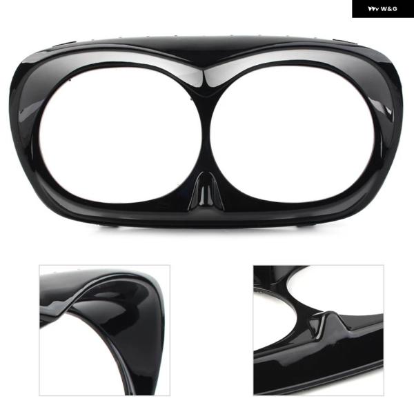 ブラック バイク ヘッドライト ベゼル スカウル アウター フェアリング カバー ハーレー ツーリング ロードグライド FLTR/ FLTRX 1998-2013 カスタム パーツ アクセサリーBlack Motorcycle Headli...