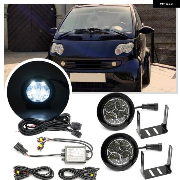 2PCS ホワイト LED DRL ライト ドライビングライト ヘッドライト アウディ A2 A3 A4 B6 SMART FORWO RENAULT TWIZY TWINGO LAND ROVER DEFENDER カスタム パーツ アク...