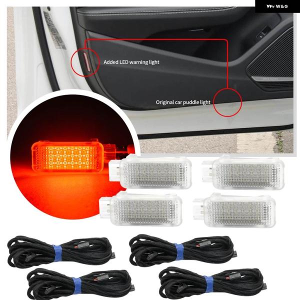 4PCS LEDドアパドルライト 室内ドアステップカーテシハザード灯 アウディ A3 A4 A5 A6 A7 A8 Q3 Q4 Q5 Q7 Q8 配線 ハーネス 付き カスタム パーツ アクセサリーHigh-concerned chemic...