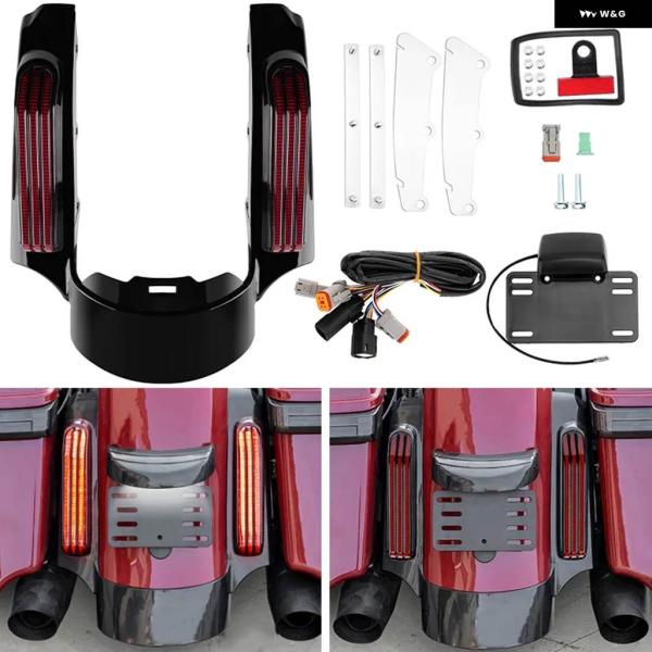 バイク リアフェンダーエクステンション フェイシア LEDライト レッドレンズ ハーレー ツーリング ロードキング ストリートグライド FLHTK FLHR 2014年以降 カスタム パーツ アクセサリーHigh-concerned che...