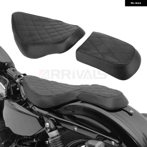 オートバイ ブラック人工皮革 ラフクラフト ダイヤモンド ドライバーシート+リアパッセンジャーシート ハーレー スポーツスター XL 2004-2018 カスタム パーツ アクセサリーHigh-concerned chemical:None...