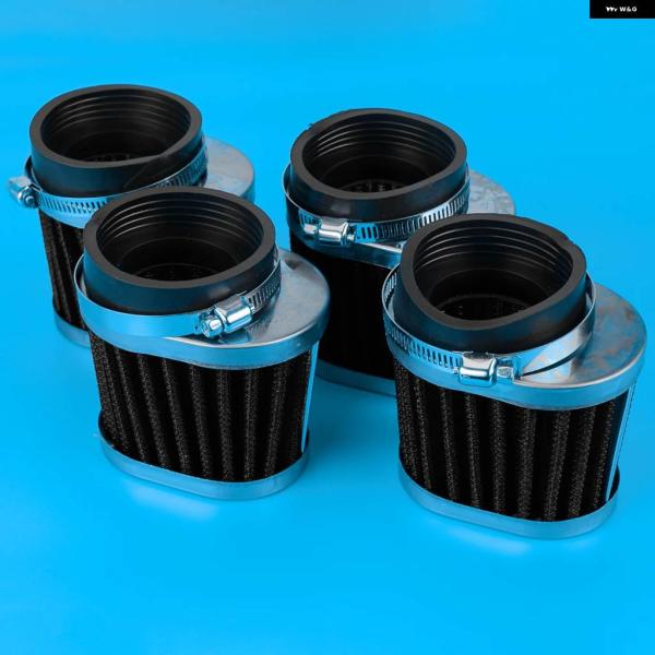 4個 54MM キャブレター エア フィルター ポッド ホンダ CB650 CB750C CB900F カワサキ GPZ750 KZ1000J スズキ ヤマハ XJR1200 ブラック カスタム パーツ アクセサリーHign-concern...