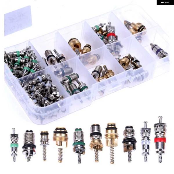 104個 車用 エアコン バルブ コア詰め合わせ A/C ACシュレーダー バルブ コアツール R134 R12 HVAC バルブ キット アクセサリー カスタム パーツ アクセサリー104Pcs Car Air Conditioner V...