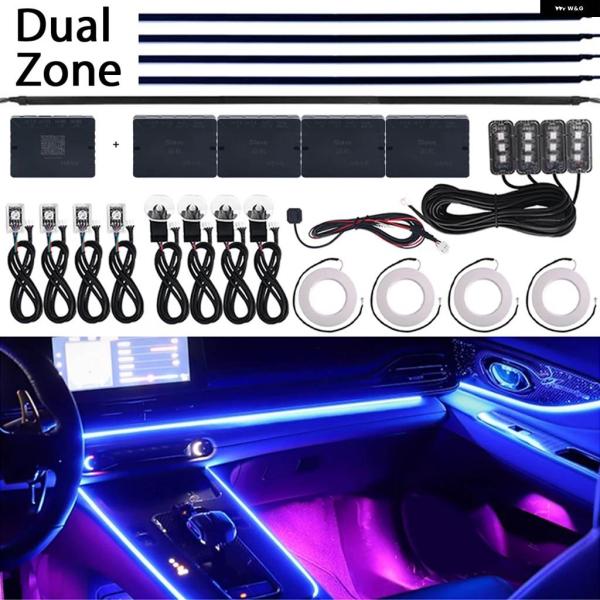 18IN1 22IN1 デュアルゾーン 車用 LED アンビエントライト RGB 64色 ネオン インテリア アクリルストリップデコレーション ムードライト アプリ対応 カスタム パーツ アクセサリーItem Weight:0.73kgIt...