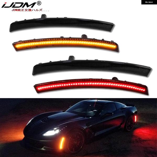 フルLEDストリップ フロントリア サイド マーカーライト 2014-19 シボレー C7 コルベット ウィンカーライト OEMサイドマーカーランプ交換用 カスタム パーツ アクセサリーHign-concerned Chemical:Non...