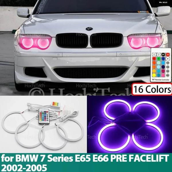 16色 RGB コットン エンジェルアイキット リング リモート コントロール BMW 7シリーズ E65 E66 プレフェイスリフト 745I 745LI 760LI 760I 2002-2005 カスタム パーツ アクセサリーHign-...