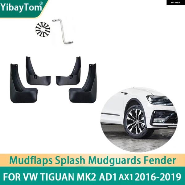 4ピース ブラック フロント リア マッド フラップ スプラッシュ マッドガード マッド フラップ マッドガード フェンダー VW ティグアン MK1 AD1 5N 2016-2019 カスタム パーツ アクセサリーHign-concern...