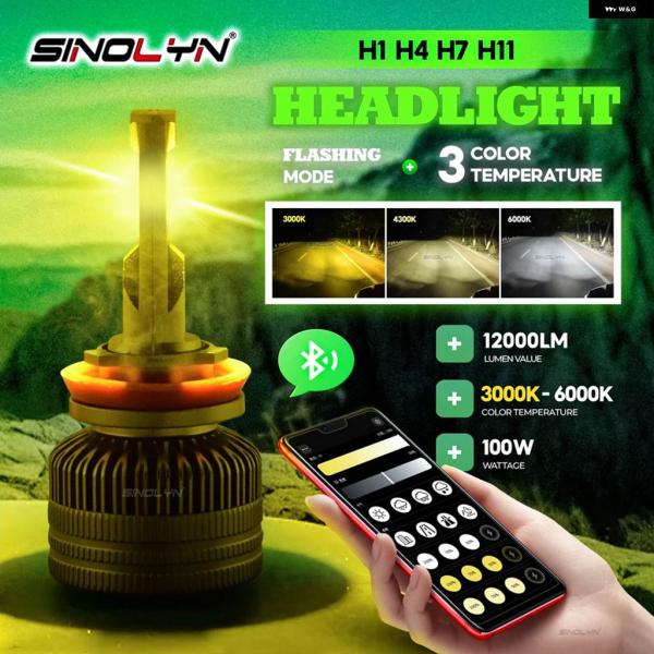 3色LEDライト H7 LED H4 H1 H11 APP 制御 オート ヘッドライト バルブ 50W CANBUS LEDランププロジェクター ヘッドランプ 3000K-6000K カスタム パーツ アクセサリーHign-concerne...