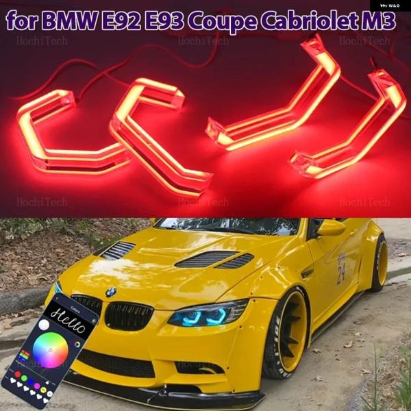 M4 スタイル RGBリング エンジェルアイズ スマホアプリ コントロール リモートLED ヘッドライト リング BMW E92 E93 クーペ コンバーチブル カブリオ M3 2006-2013用 カスタム パーツ アクセサリーHigh-...