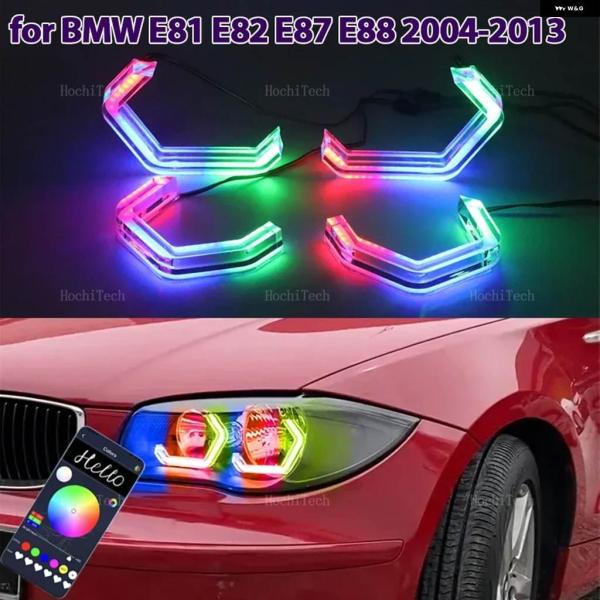 BMW 1シリーズ E81 E82 E87 E88 2004-2013用 RGBマルチカラーライトリング アプリ コントロール ウィンカー点滅DRL LEDエンジェルアイキット カスタム パーツ アクセサリーHigh-concerned c...