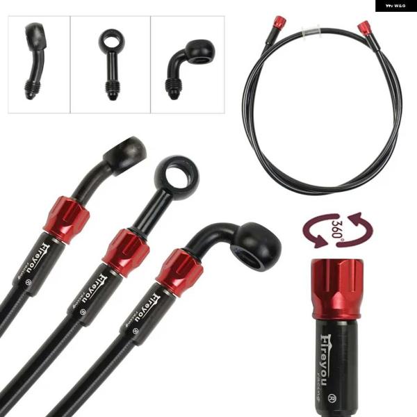 オートバイ バイク ブレーキホース オイル チューブ AN3 ステンレス 編組ブレーキライン 回転式バンジョー ATV ピットダートストリートレーシング オートバイ バイク カスタム パーツ アクセサリーYear:2022Motobike ...