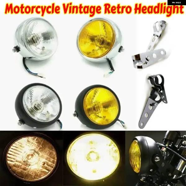 ハーレー スポーツスター チョッパー ロイヤルエンフィールド スクランブラー用 オートバイ レトロ ヘッドランプ 12V ハイロービーム ヘッドランプ カスタム パーツ アクセサリーHigh-concerned chemical:NoneL...