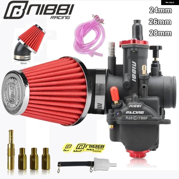 バイク PWK 24/26/28MM レーシング キャブレター 48MMベンド エア フィルター キット パワージェット PWK キャブレター KTM ヤマハ ピット バイク モトクロス カスタム パーツ アクセサリーHigh-concer...