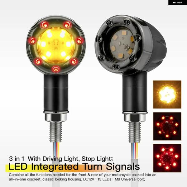 オートバイ LED ミニ ウィンカーライト ブレット モト インジケーター ストップライト LED 12V オートバイ LED ブレーキライト アンバー レッド テールランプ カスタム パーツ アクセサリーBattery Included:...