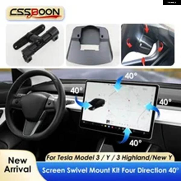 CSSBOON センター コンソール スクリーン回転 ブラケット テスラ モデル3 Y ジュニパー LHD 40度 GPS ナビゲーション ホルダー スイベル マウント カスタム パーツ アクセサリーHigh-concerned chemi...