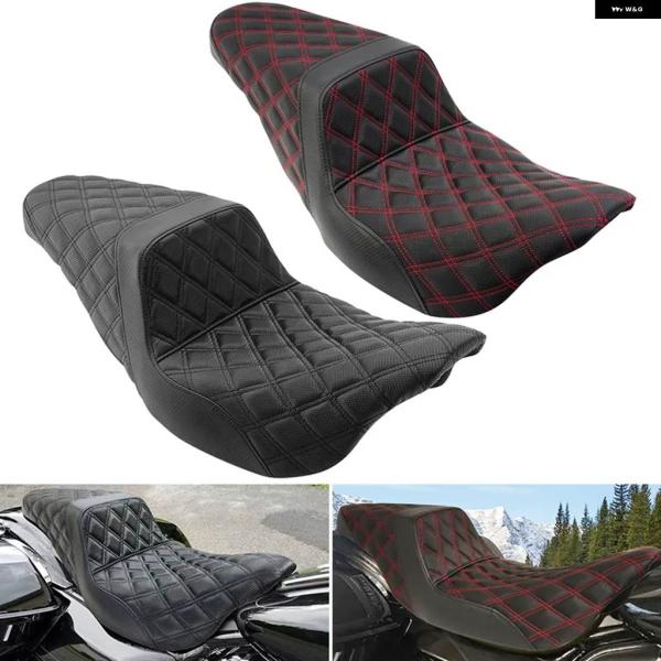 オートバイ ツーアップシート フロント リア 運転席 助手席 クッション シート ハーレー ツーリング エレクトラ ストリート グライド ロードキング FLTRX 2009-23用 カスタム パーツ アクセサリーHigh-concerned...