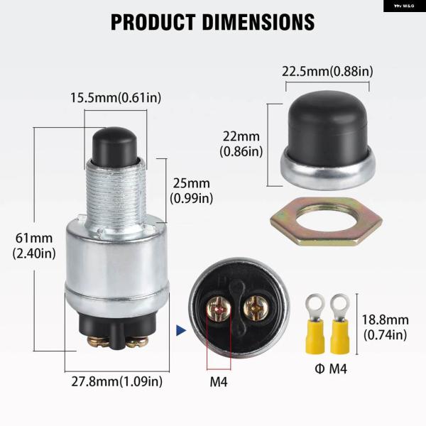 3個60A 12/24V イグニッション エンジン スタートスイッチ プッシュ スタータースイッチ + 6端子 オン/オフ ボタン 車 トラック ボート用 カスタム パーツ アクセサリーHigh-concerned chemical:Non...