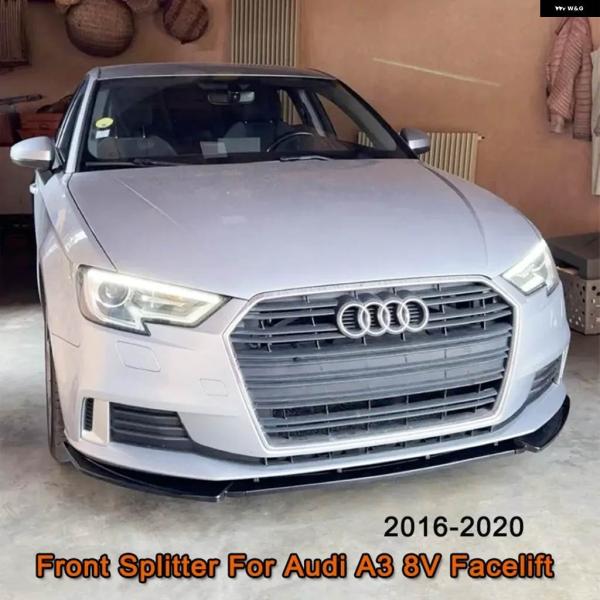 アウディ A3 8V フェイスリフト 2016 - 2020 ベース サルーン / スポーツバック Sライン フロント バンパー リップ スプリッター フロント リップ カバー キット なし カスタム パーツ アクセサリーHigh-conc...