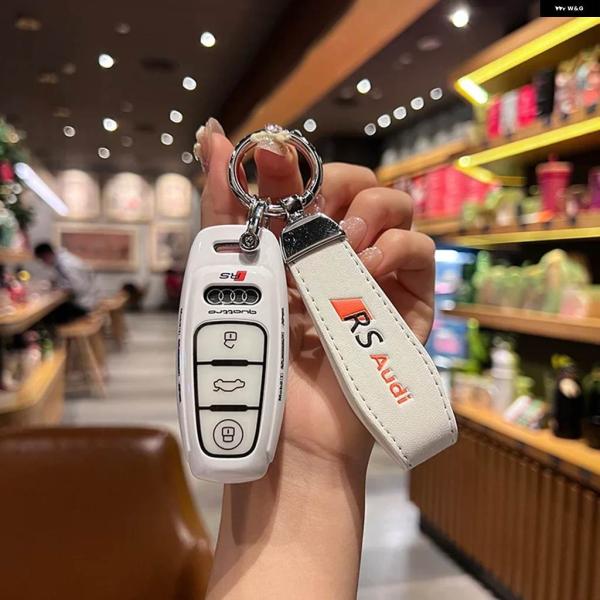 キーケースカバー シェル アウディ A3 A4 B9 A6 A7 4K A8 E-TRON Q5 Q8 C8 D5 SQ8シェルフォブキー チェーン カスタム パーツ アクセサリーHigh-concerned chemical:NoneBr...