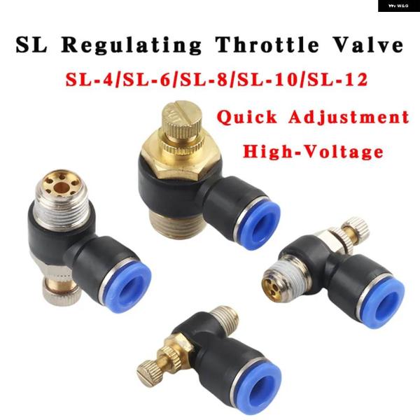 5個 SLシリーズ 90° エア圧真鍮フロー 制御 バルブ プッシュ イン式 外径4-12MM クイックリリーススロットル エア システム 調整 バルブ カスタム パーツ アクセサリーHigh-concerned chemical:None...