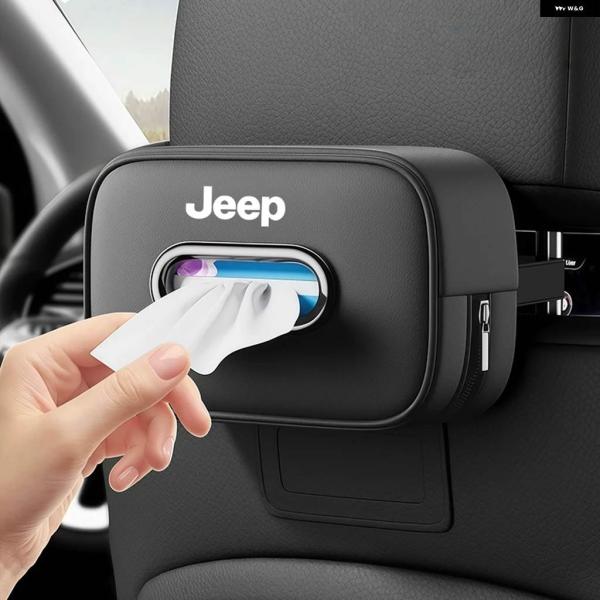 レザー車用ティッシュ ボックス ホルダー リア 収納 バッグ ジープ ラングラー グランド チェロキー アベンジャー コンパス ワゴニア グラディエーター パトリオット カスタム パーツ アクセサリーHigh-concerned chemi...