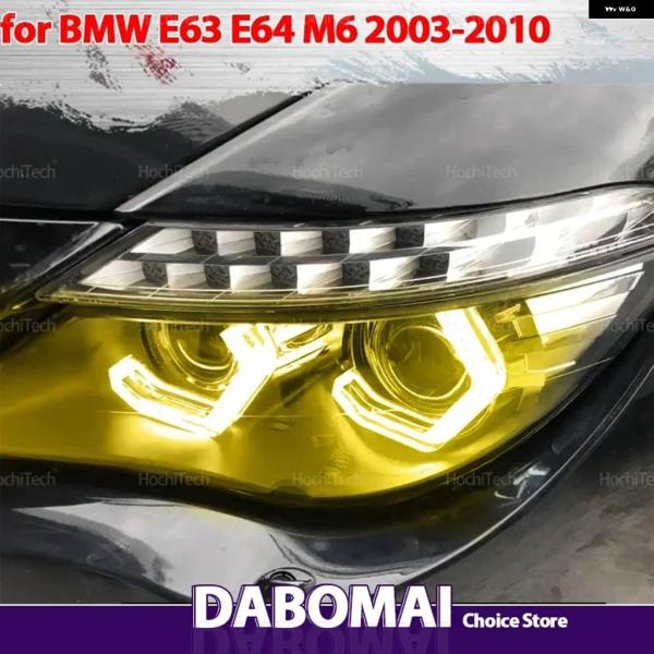 M4 スタイル ホワイトイエロー ヘッドランプ デイタイム ランニングライト エンジェルアイズ BMW 6シリーズ E63 E64 630CI 630I 645CI 650I M6 03-10 レトロ カスタム パーツ アクセサリーHigh...