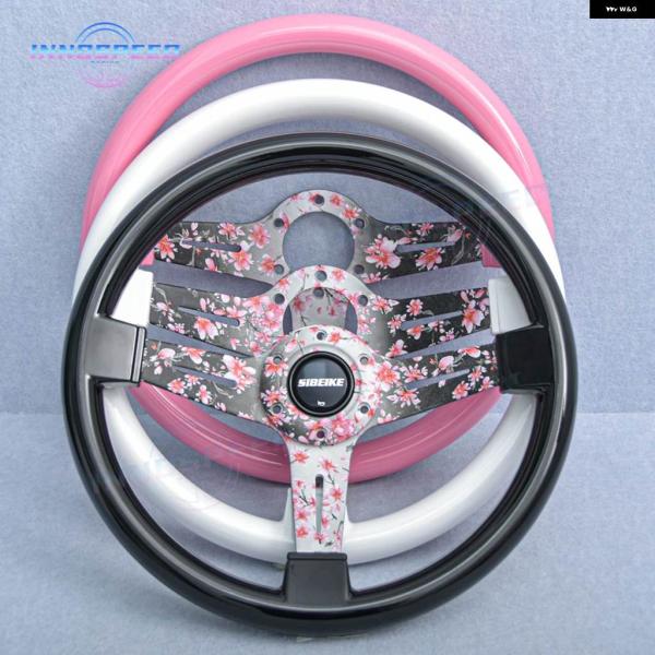 ホワイト ABS ステアリングホイール フラワースポーク 14インチ 350MM レーシング ドリフト スポーツ ステアリングホイール カスタム パーツ アクセサリーHigh-concerned chemical:NoneOrigin:Ma...