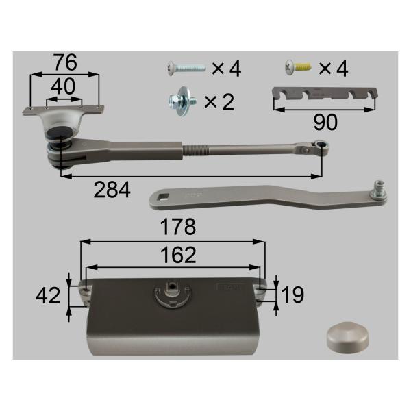 リクシル(新日軽) E8DC1062 内付ドアクローザー（ストップ付き）　です。
