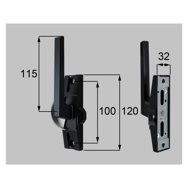 リクシル(新日軽) SVQA99RS01 大型クレセント（ロック付）Ｒ ブラック系 部品です。