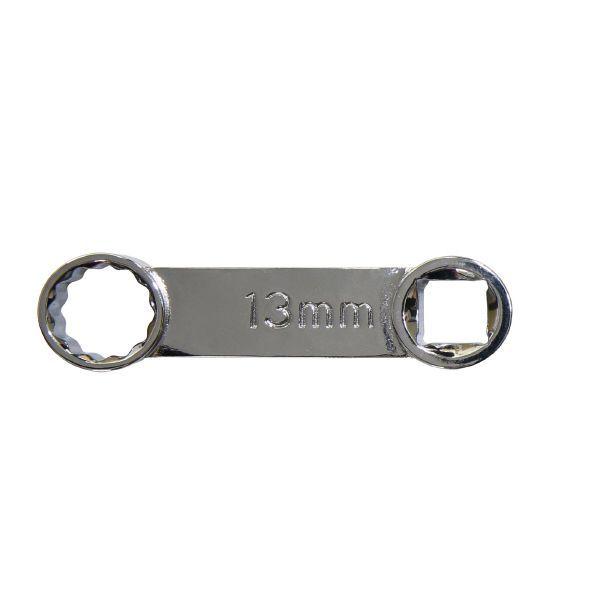 ※ こちらの画像は代表画像となります。部品や類似品等の場合があります。型番と商品名をご確認下さい。　【商品説明】 ●トルクレンチに取り付けて使用 ●差込角：3/8”SQ ●材質：クロームバナジウム鋼 ●サイズ(mm)：13 ●有効長(mm)...