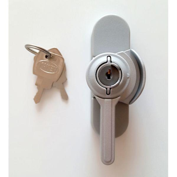 【商品説明】 ●穴あけ不要、従来の取り付けビス孔に合わすだけです。 ●用途：一般住宅、マンション、店舗、公団住宅の窓、テラスに、、、 ●左右兼用タイプ ●付属キー２本 ●仕上げ色：グレー ●ビス取付寸法：４２ｍｍ〜６２ｍｍ ●引寄せ寸法：１...