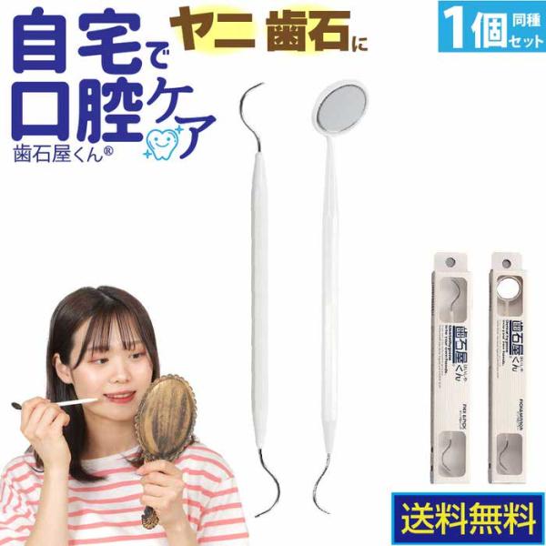 【 歯石屋くん(R)】 軽くこするだけ！歯ブラシでは落ちない歯垢やヤニを除去！歯と歯ぐきの健康を保つセルフケア 白い歯で印象が変わる/ 歯石 対策 歯石 除去 歯石 ピック 歯石 ミラー付き 接客 見た目 ヤニ 掃除 就活 身だしなみ 黄ば...