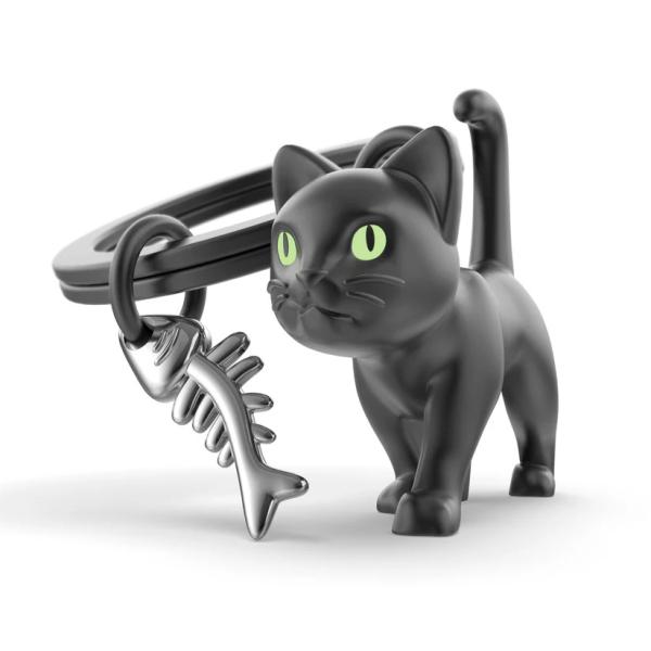 ぱっちりした目が蛍光で光る黒猫です。しっぽがぴんと立っているので、おなかいっぱいでご機嫌かな？メタモルフォーゼはベルギー発のミニチュアキーホルダーです。かわいいながらも精密、重厚感のあるつくりです。日々の気分をちょっと上げてくれるあなたの”...