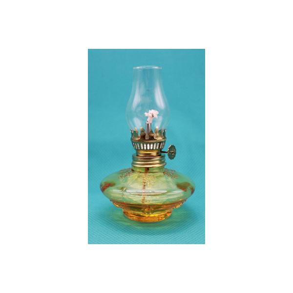 ■商品説明　大変お待たせいたしました。再入荷。小さくて、かわいらしい卓上用置きランプです。アンバーの油壷にクリアーミニホヤをセットしました。芯は4mmスーパーハード芯（商品番号 SINBO-SH）です。■芯サイズ：棒芯スーパーハードタイプ■...