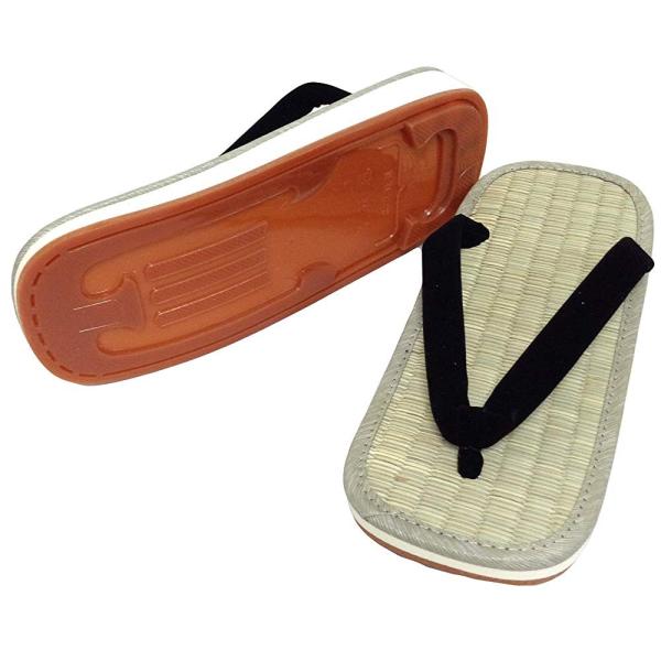 「商品情報」クッション性、グリップ性に優れ滑りにくいアメ底雪駄 舗装されていない場所でも砂利などがめり込みにくい丈夫な硬化ゴム底です。濡れた床も滑りにくくなっています。  サイズ：M 長さ約24cm×幅約10cm×厚さ(前約1cm、後3cm...