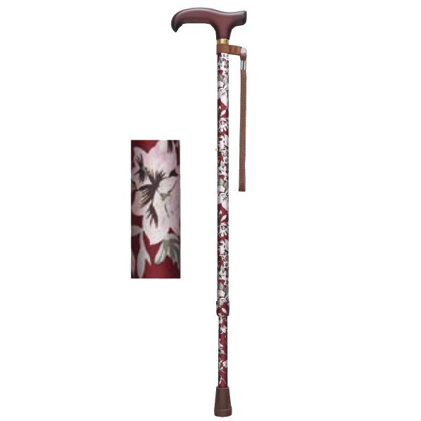 【カラー】花柄赤【サイズ】全長約66.5〜89.0cm（2.5cm間隔、10段階調節）【重量】約240g【対応身長】約127〜172cmの方【材質】シャフト：アルミ　グリップ：木製（楓材）ストラップ：ポリプロピレン【メーカー品番】WB371...