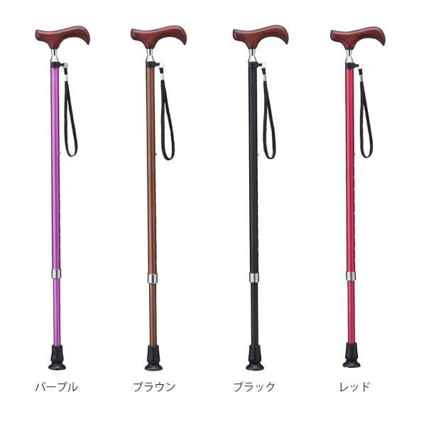【カラー】パープル【サイズ】全長77〜87cm（2.5cm間隔）【材質】本体：アルミ　グリップ：木製【重量】290g【メーカー品番】E-204B【JAN】4544634303619
