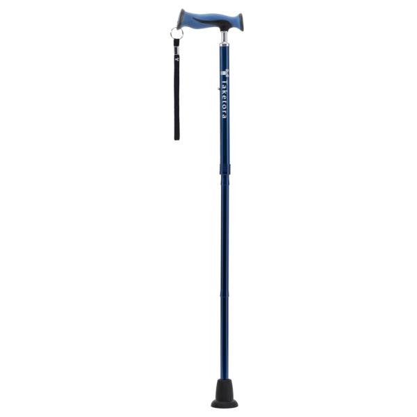 【カラー】ネイビー【長さ調節】長さ73〜85.5cm（2.5cm間隔・6段階調節）【対応身長（目安）】140〜165cm【パイプ径】手元：1.9cm　杖先：1.6cm【重量】300g【材質】本体：アルミニウム　握り手：TPR・PP　ストラッ...