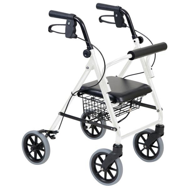 【サイズ】幅53.5×奥行59.5×高さ70〜84cm（7段階調節）　座面サイズ：28×28cm　座面までの高さ：43cm　折りたたみ時の奥行：39.5cm　車輪サイズ：直径18cm【カラー】パールホワイト【重量】6.7kg【材質】本体フレ...