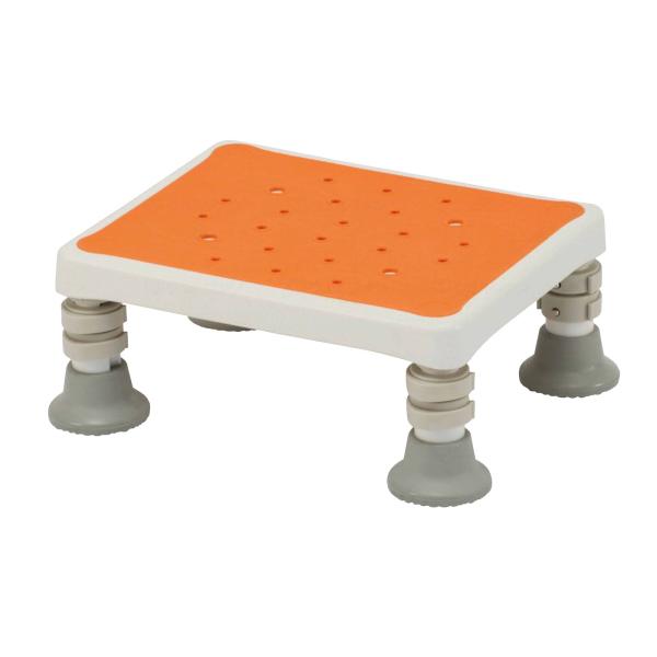 【カラー】オレンジ【サイズ】幅32.5×奥行26.5×座面までの高さ12〜20cm　天板：幅32.5×奥行26.5cm【重量】約2.0kg【材質】天面板：ポリプロピレン（硬質部）、スチレン系エラストマー（軟質部）　本体フレーム、高さ調節脚：...