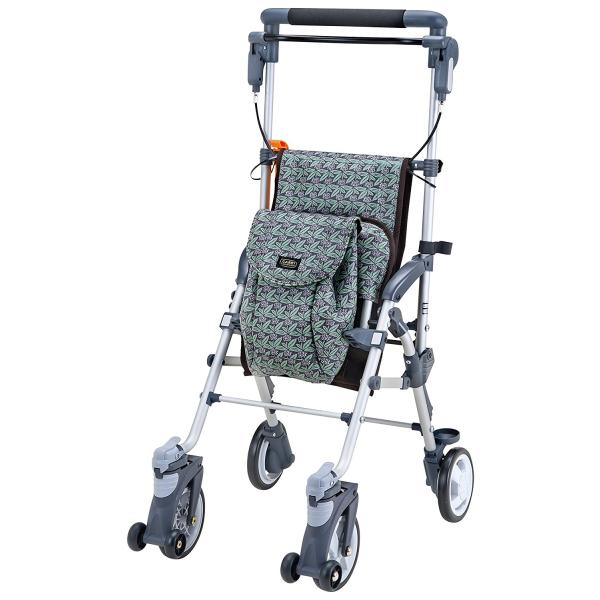 【サイズ】使用時：幅42.6×奥行55.7×高さ80〜100cm（5段階調節）　折りたたみ時：幅42.6×奥行31×高さ73.7〜93.7cm　座面：幅22.8×奥行20.7×高さ44cm　バッグ：フロントバッグ：幅15×奥行12×高さ28...